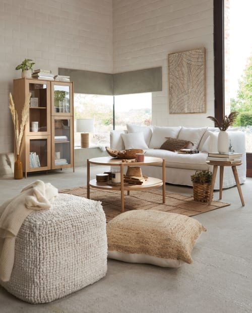 Witte zetel uit dik linnen met 3/4 zitplaatsen Louvain | Maisons du Monde