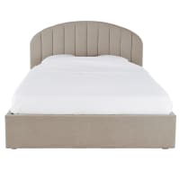 Letto in velluto a coste terracotta con rete a doghe 140x190 cm Cancun ...