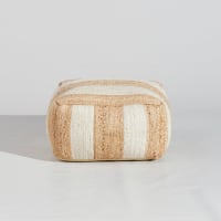Puf de lana rizada crema blanca | Maisons du Monde