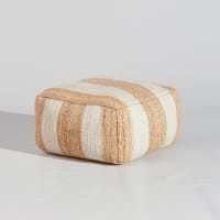 Puf de lana rizada crema blanca | Maisons du Monde