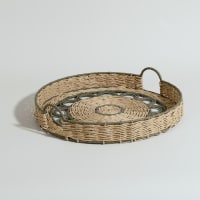 Vergoldetes Stahltablett mit mehrfarbigen abstrakten Mustern Anita ...