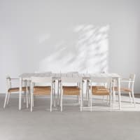 Tafel en 2 stoelenset van staal en groen geweven hars Elba | Maisons du ...