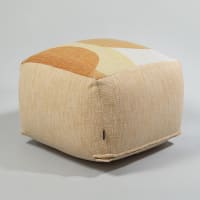 Puf tejido de sarga beige Myra | Maisons du Monde