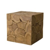 Mesa auxiliar cuadrada de madera de suar y patas negras de 38 cm Suzy ...