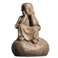 Statue moine shaolin assis gris patiné 40 cm | Maisons du Monde