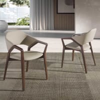 Chaise en simili cuir et effet bois noyer | Maisons du Monde