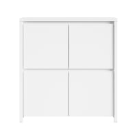 Weißes Sideboard mit 2 Türen, 2 Schubladen, natürliches Rohrgeflecht ...