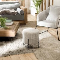 Runder Hocker aus Boucle Stoff mit Metallbeinen, 40x40cm Albane ...