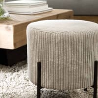 Runder Hocker aus Boucle Stoff mit Metallbeinen, 40x40cm Albane ...