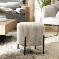 Runder Hocker aus Boucle Stoff mit Metallbeinen, 40x40cm Albane ...