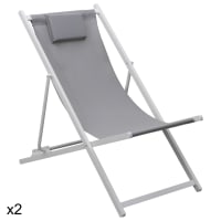 Chilienne pliante en aluminium et textilène gris anthracite Denia ...