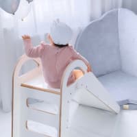 Bücherregal aus Kiefer-Sperrholz und Textil mit Montessori-Tiermotiven ...