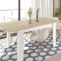 Table fixe effet bois beige, blanc 120x54 h154 cm Areneio | Maisons du ...