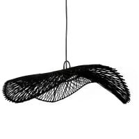 Suspension fleur en métal et rotin tressé noir ANDENE | Maisons du Monde