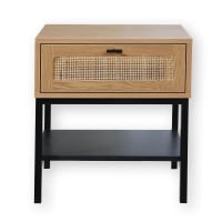 Comodino a 1 cassetto in legno e metallo nero Jakson | Maisons du Monde