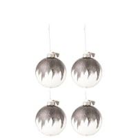 Scatola di 4 ornamenti natalizi in vetro grigio 10x10x10 cm | Maisons ...