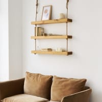 Hängeregal aus Hanfseil und Holz, 70 cm, in Nordischem Weiß Makemba ...