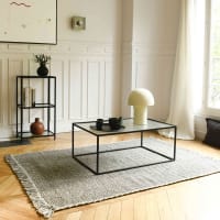 Tapis plat velours ras à relief motif gris sur fond taupe 160x225 Selena | Maisons du Monde