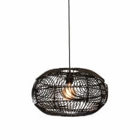 Suspension fleur en métal et rotin tressé noir ANDENE | Maisons du Monde