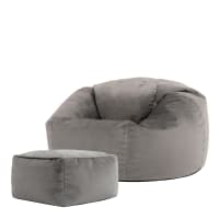 Sitzsack-Sessel mit Hocker, Samt, Rosa Sirena | Maisons du Monde