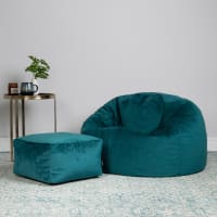 Sitzsack-Sessel mit Hocker, Samt, Rosa Sirena | Maisons du Monde