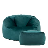 Sitzsack-Sessel mit Hocker, Samt, Rosa Sirena | Maisons du Monde