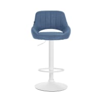 Tabouret de bar réglable pivotant en tissu Bleu London | Maisons du Monde
