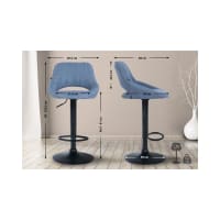 Taburete de bar regulable y giratorio en terciopelo amarillo Feni ...