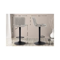 Lot de 2 tabourets de bar ajustables pivotants tissu Taupe Emma ...