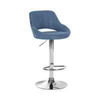 Tabouret de bar réglable pivotant en tissu Bleu London | Maisons du Monde
