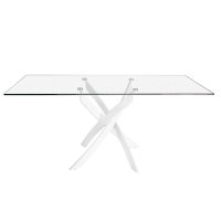 Mesa comedor cristal 160x90 con patas doble x blancas Xian | Maisons du ...