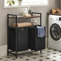 Bac à linge 3 compartiments 38L noir - H72 cm | Maisons du Monde