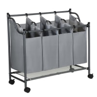 Bac à linge avec 2 compartiments de 46L et 2 étagères - Noir | Maisons ...