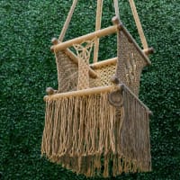 Hamaca para bebé de macramé rosa y blanco | Maisons du Monde