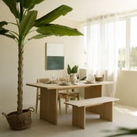 Mesa de comedor de madera maciza en tono blanco de 180x75cm Bali ...