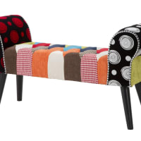 Banco de metal y piel marrón 120x40x51 | Maisons du Monde