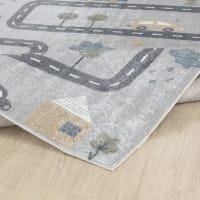 Maschinenwaschbarer Kinderteppich Autorennbahn Beige/Grau 80x150 ...
