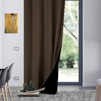 Rideau aspect faux cuir usé marron polyester 140x260cm | Maisons du Monde