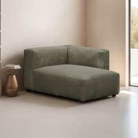 Méridienne droite pour canapé modulable tissu écru effet laine bouclée ...