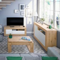 Mesa centro con revistero color roble arena Benny | Maisons du Monde