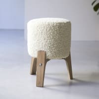 Runder Hocker aus Boucle Stoff mit Metallbeinen, 40x40cm Albane ...