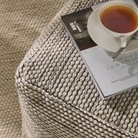 Puf redondo textil diámetro 55 cm color lino | Maisons du Monde