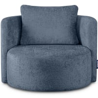 Drehsessel Set inkl. Sitzhocker, Chenille-Stoff, blau Raggi | Maisons ...