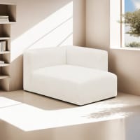 Méridienne droite pour canapé modulable tissu écru effet laine bouclée ...