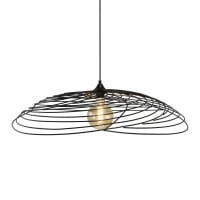 Suspension fleur en métal et rotin tressé noir ANDENE | Maisons du Monde