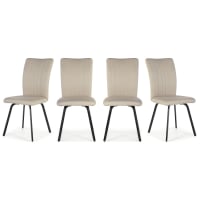 Pack 4 chaises recouvertes de tissu beige Lucky | Maisons du Monde
