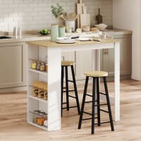 Table fixe effet bois beige, blanc 120x54 h154 cm Areneio | Maisons du ...