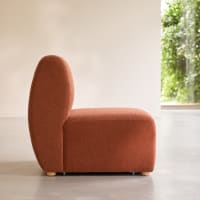Sillón modular esquinero de acacia maciza y tela terracota Swann ...