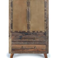 Weißes Sideboard mit 2 Türen, 2 Schubladen, natürliches Rohrgeflecht ...