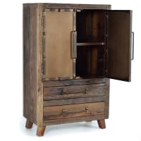 Weißes Sideboard mit 2 Türen, 2 Schubladen, natürliches Rohrgeflecht ...